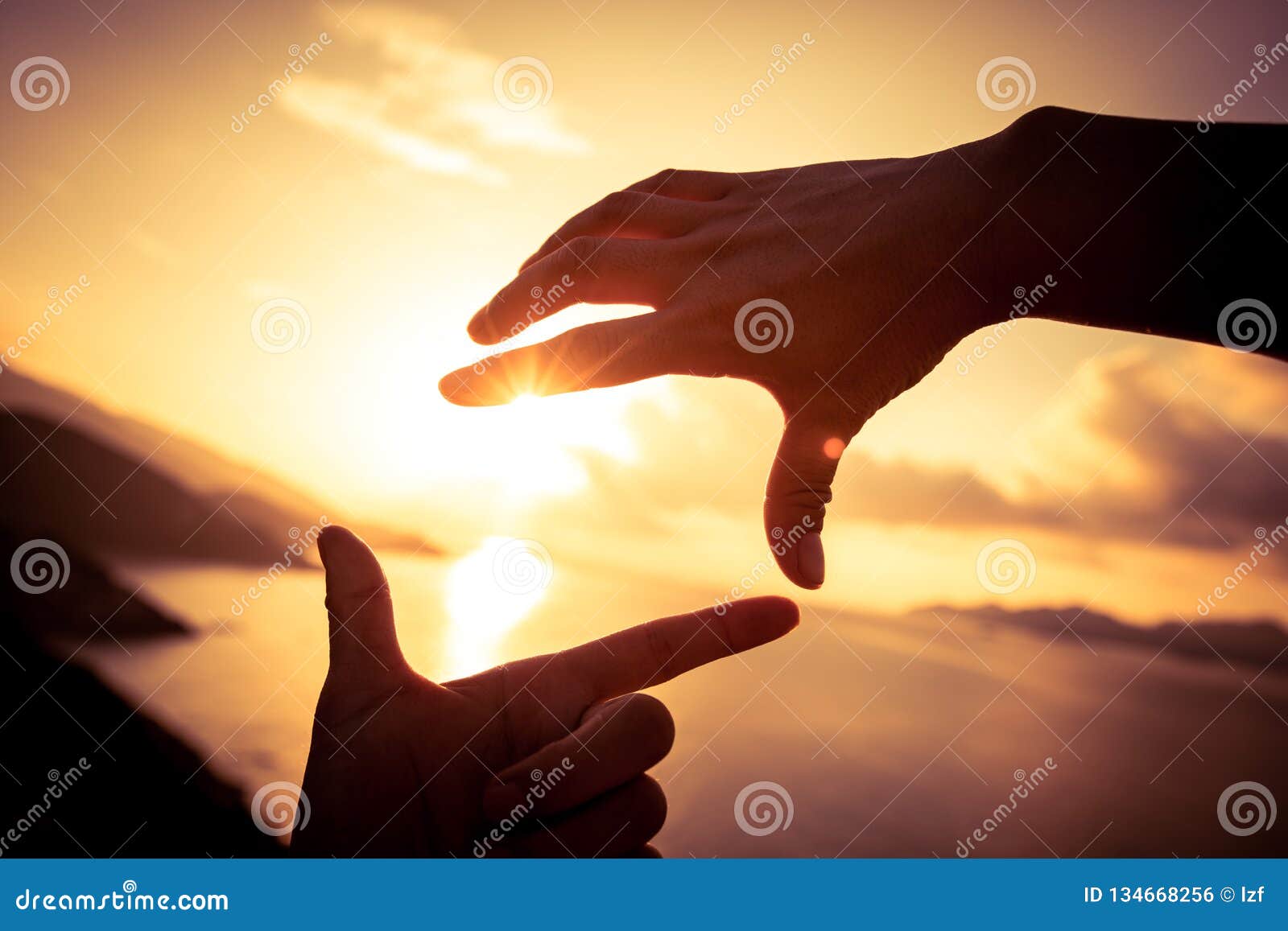 Two Hands Making Frame Shape Stock Photo - Image of sunshine, people ...