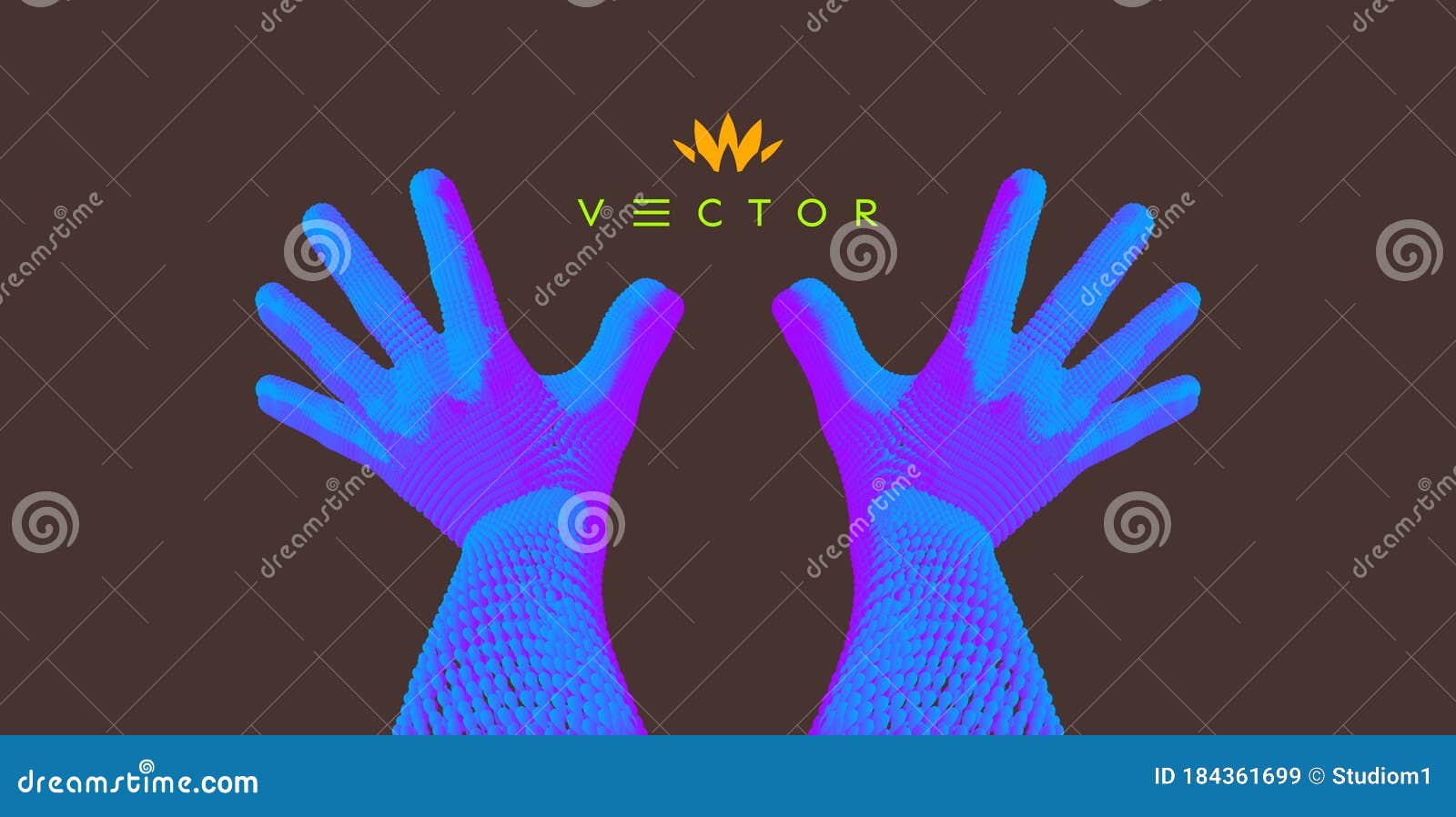 Two Hands Making Stop Gesture. Connection Structure Stock Vector ...