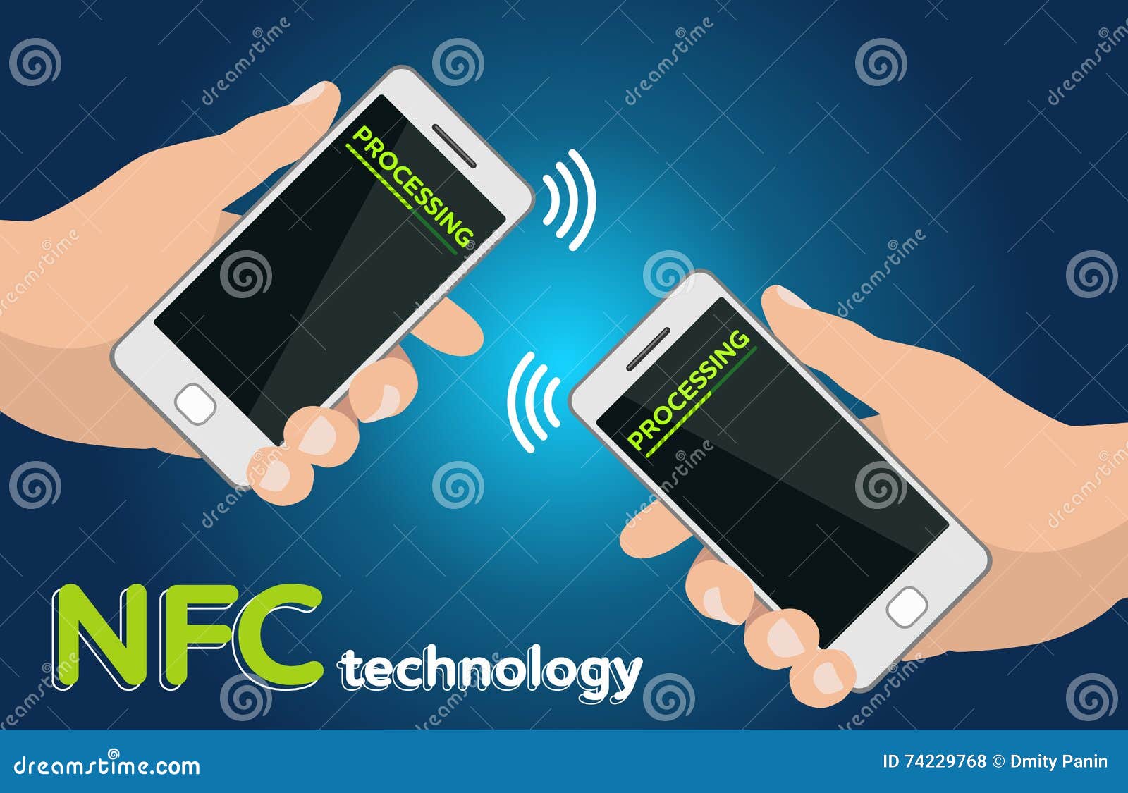 Two Hands Mobile Phones with NFC Processing Payment Technology Concept ... Two Hands Mobile Phones with NFC Processing Payment Technology Concept ...