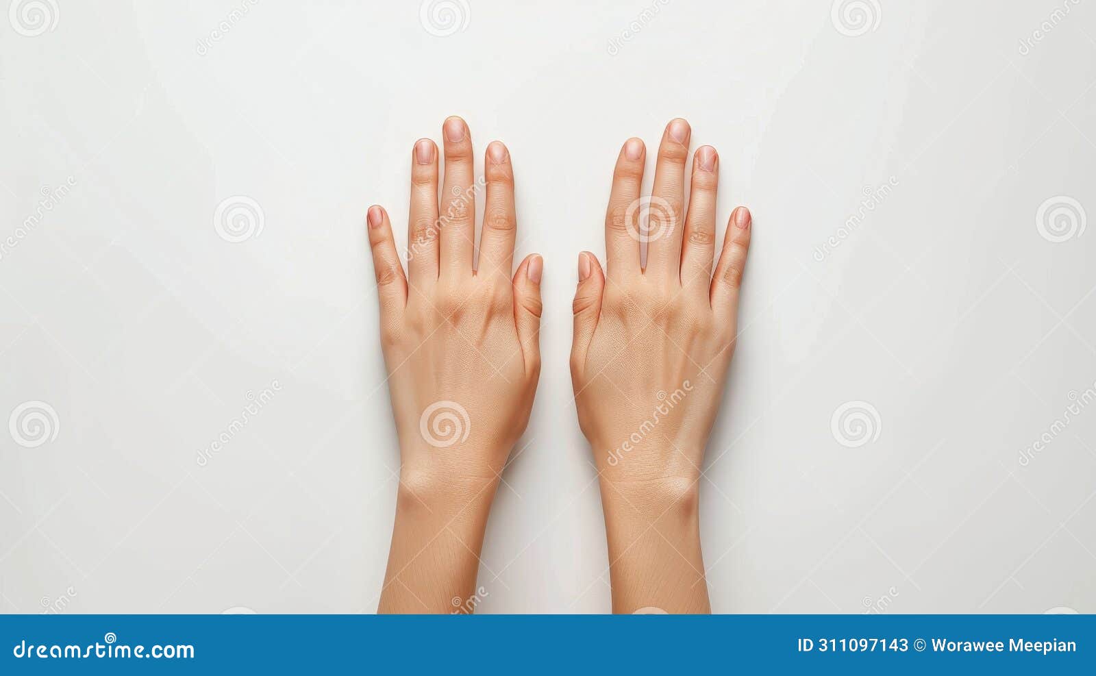Two Hands with Nails Painted in a Light Pink Color Stock Image - Image ...