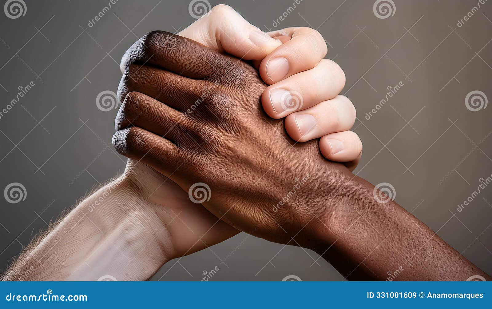 Two Hands, One Light and One Dark, Clasped Together in a Symbol of ...