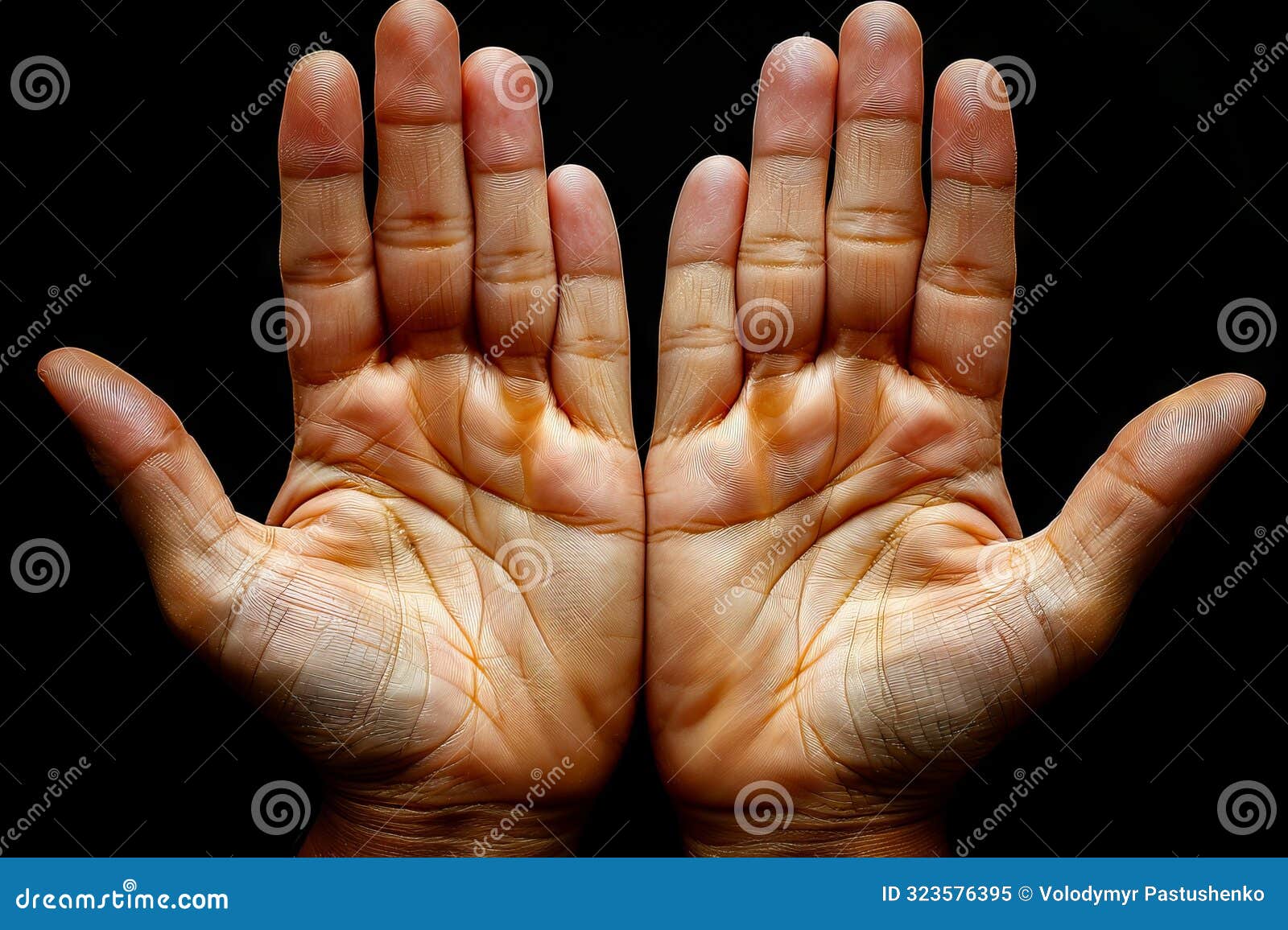 Two Hands Are Open With Their Palms Facing Outward Stock Image ...