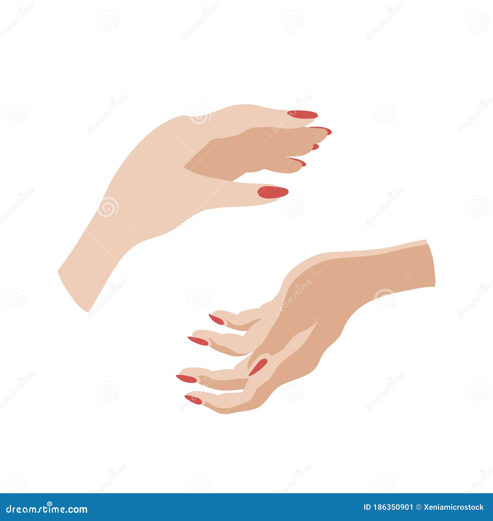 Two Hands Opposite Each Other, Stretched To Each Other. Stock Vector ...