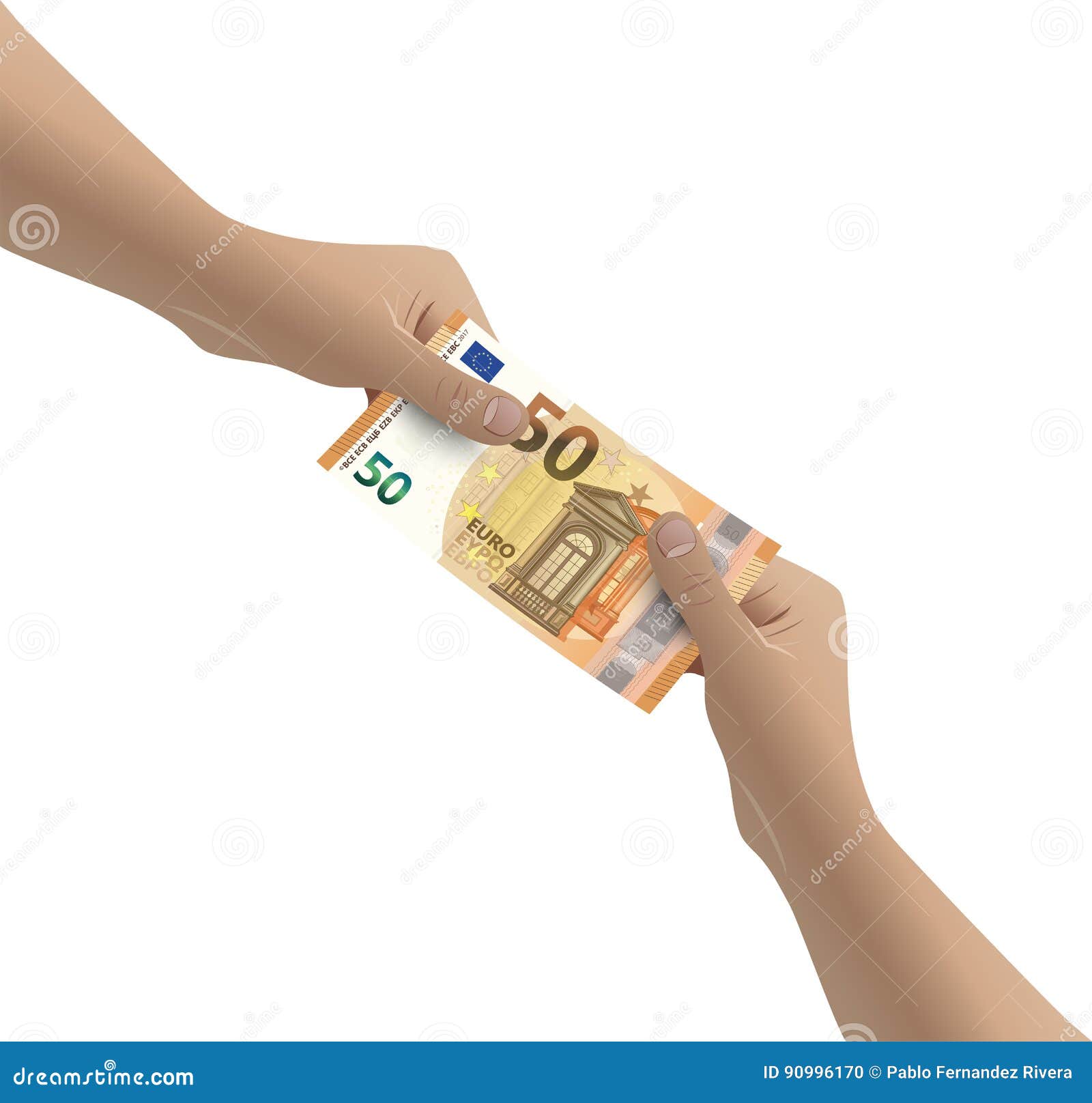 Two Hands Paying with a Banknote Stock Vector - Illustration of economy ...