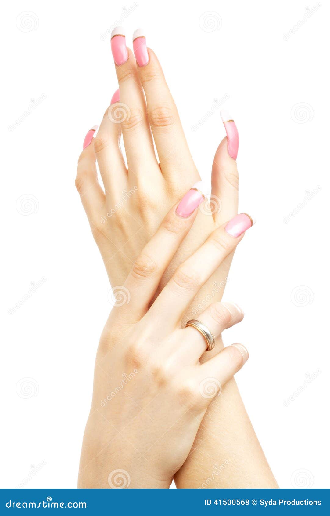 Two Hands with Pink Acrylic Nails Stock Photo - Image of girl, beauty ...
