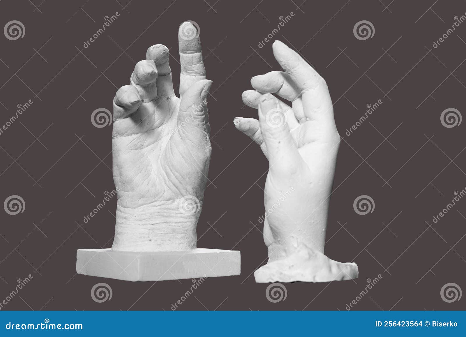 Two hands plaster casts stock photo. Image of craft - 256423564