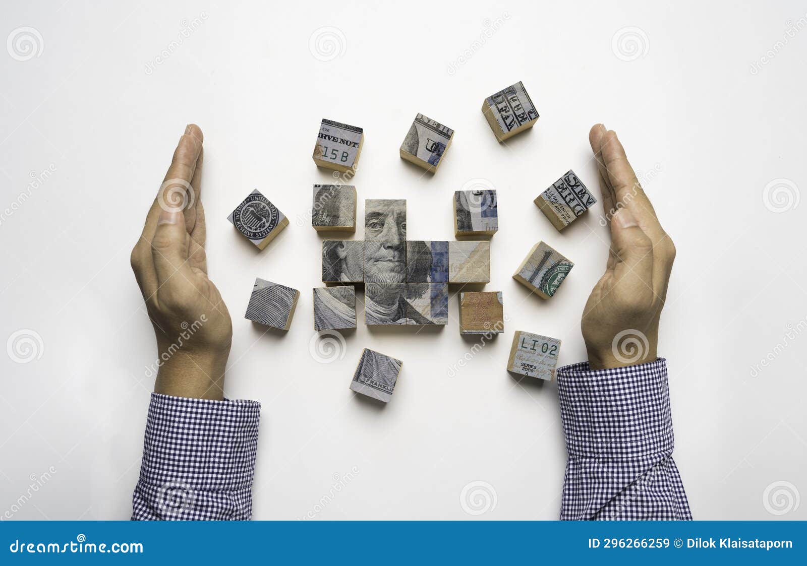 Two Hands Protect Dollar Banknote Scatter for De Dollarization or USD ...