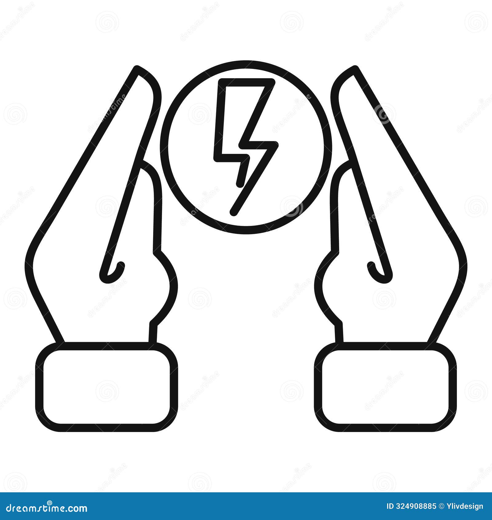 Two Hands Protecting Energy Symbol with Lightning Bolt Stock Vector ...