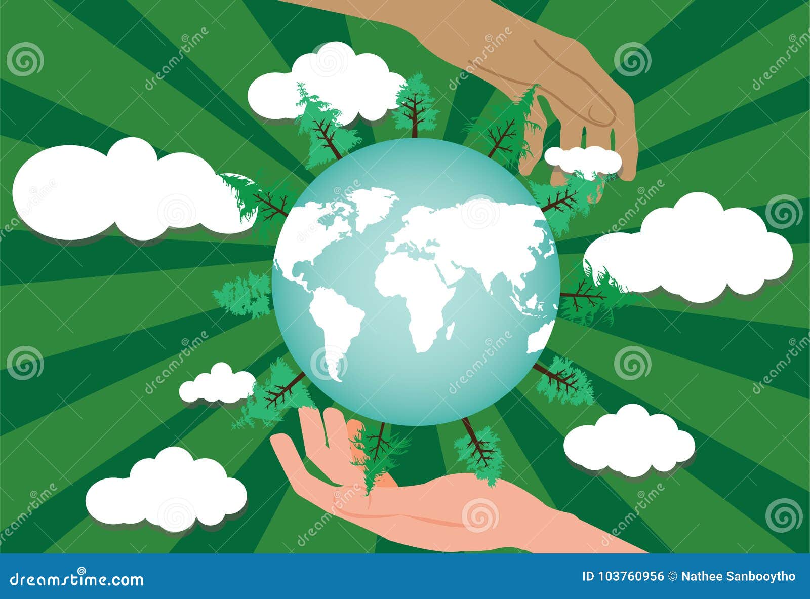 Hands Protecting Earth And Eco System Covering Green Sapling And Globe ...