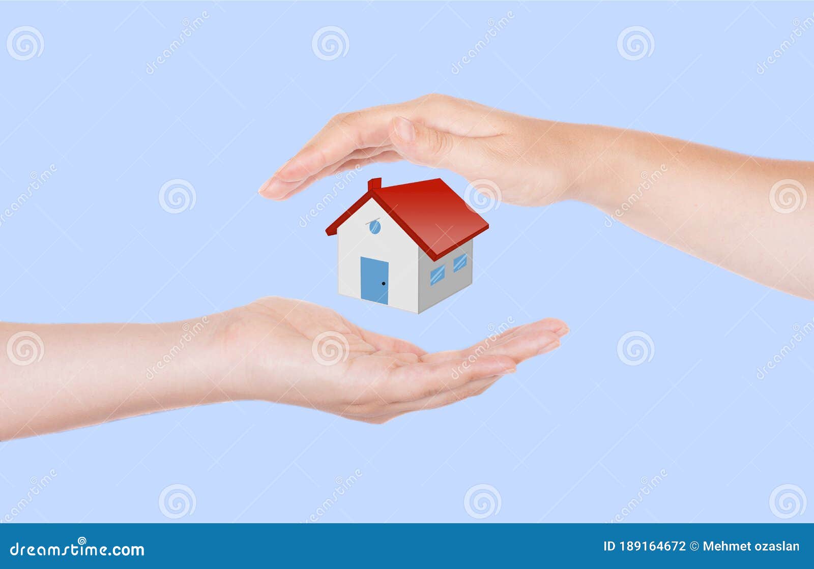 Two hands protecting house stock photo. Image of hand - 189164672