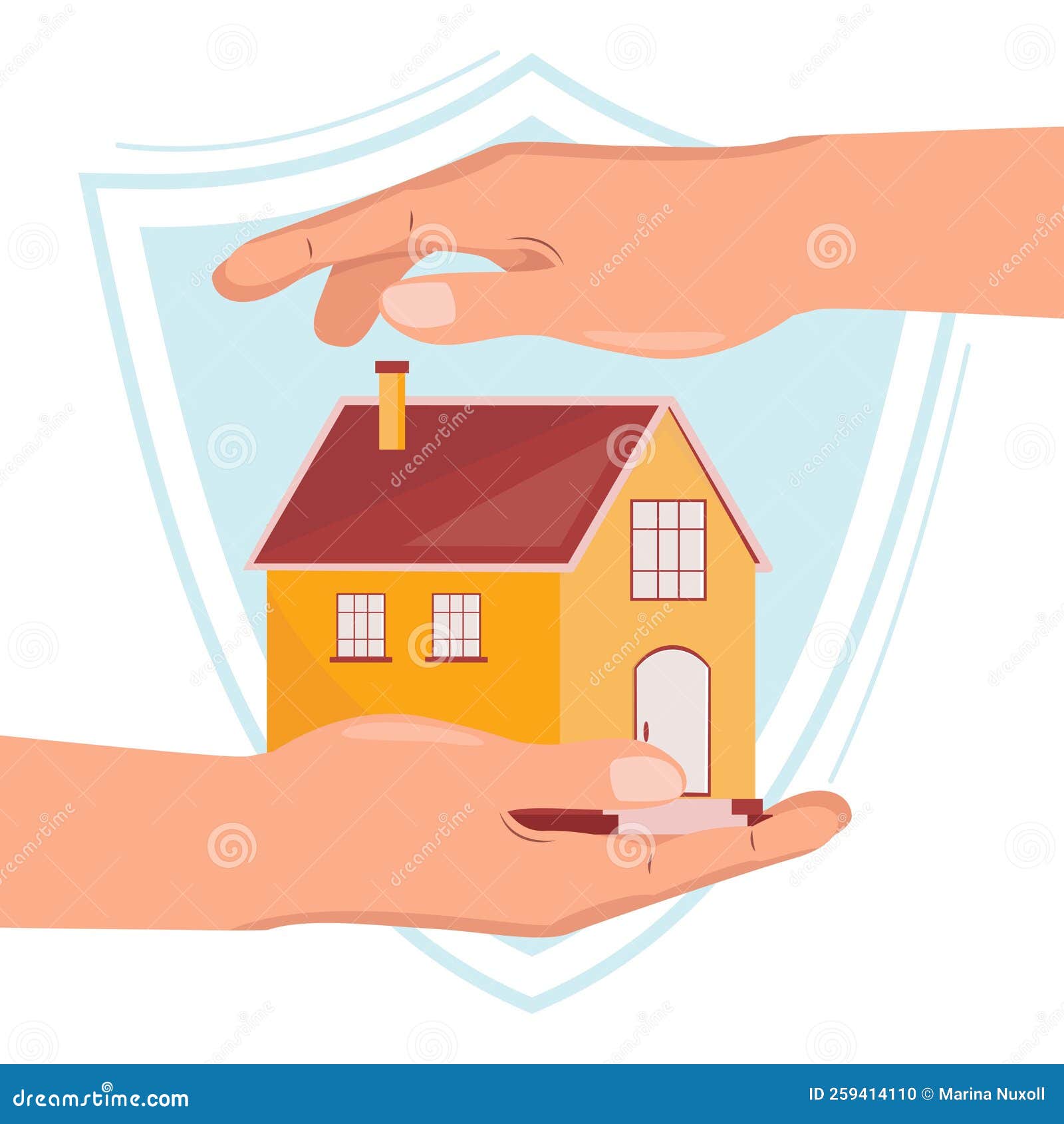 Two Hands on Top and Below a House. Protection Concept Illustration ... Two Hands on Top and Below a House. Protection Concept Illustration ...