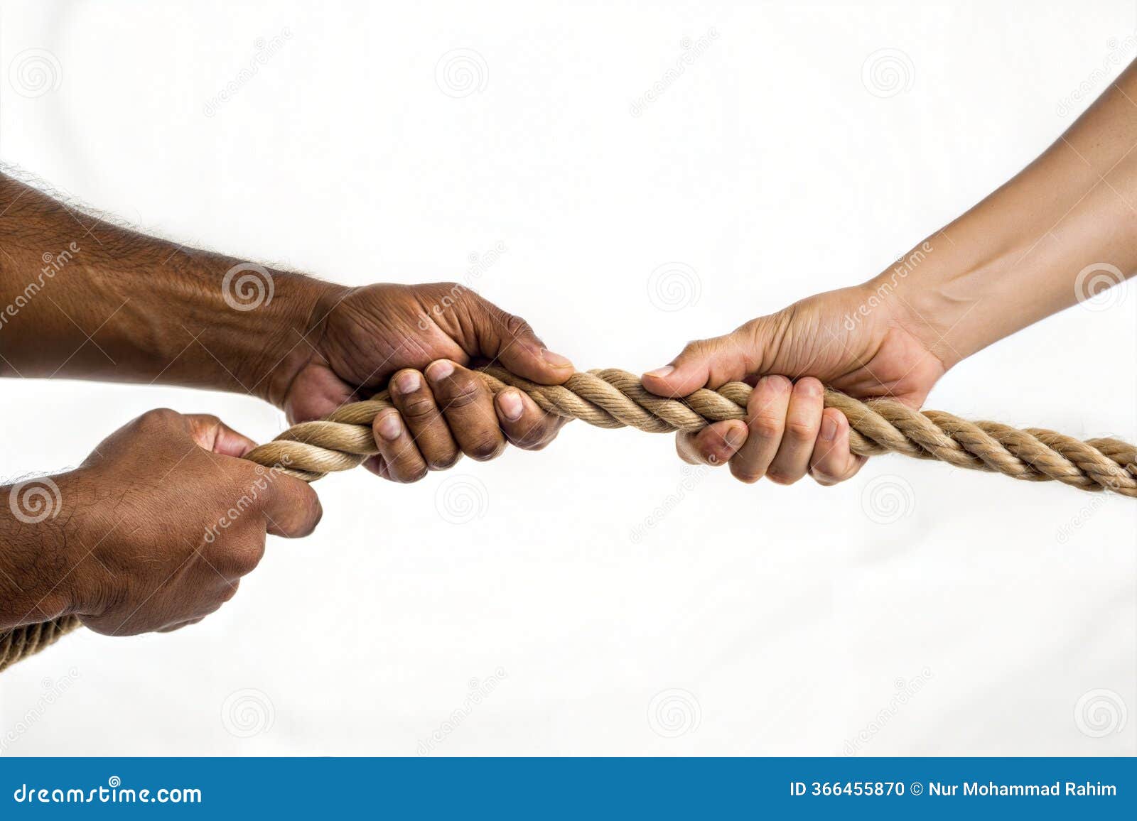 Two Hands Pulling A Rope In Opposite Directions, A Metaphor For The Tug ...
