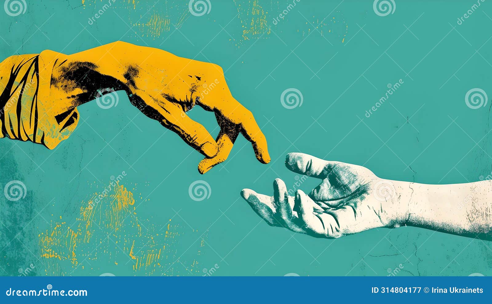Two Hands Reaching Toward Each Other in a Stylized Illustration ...