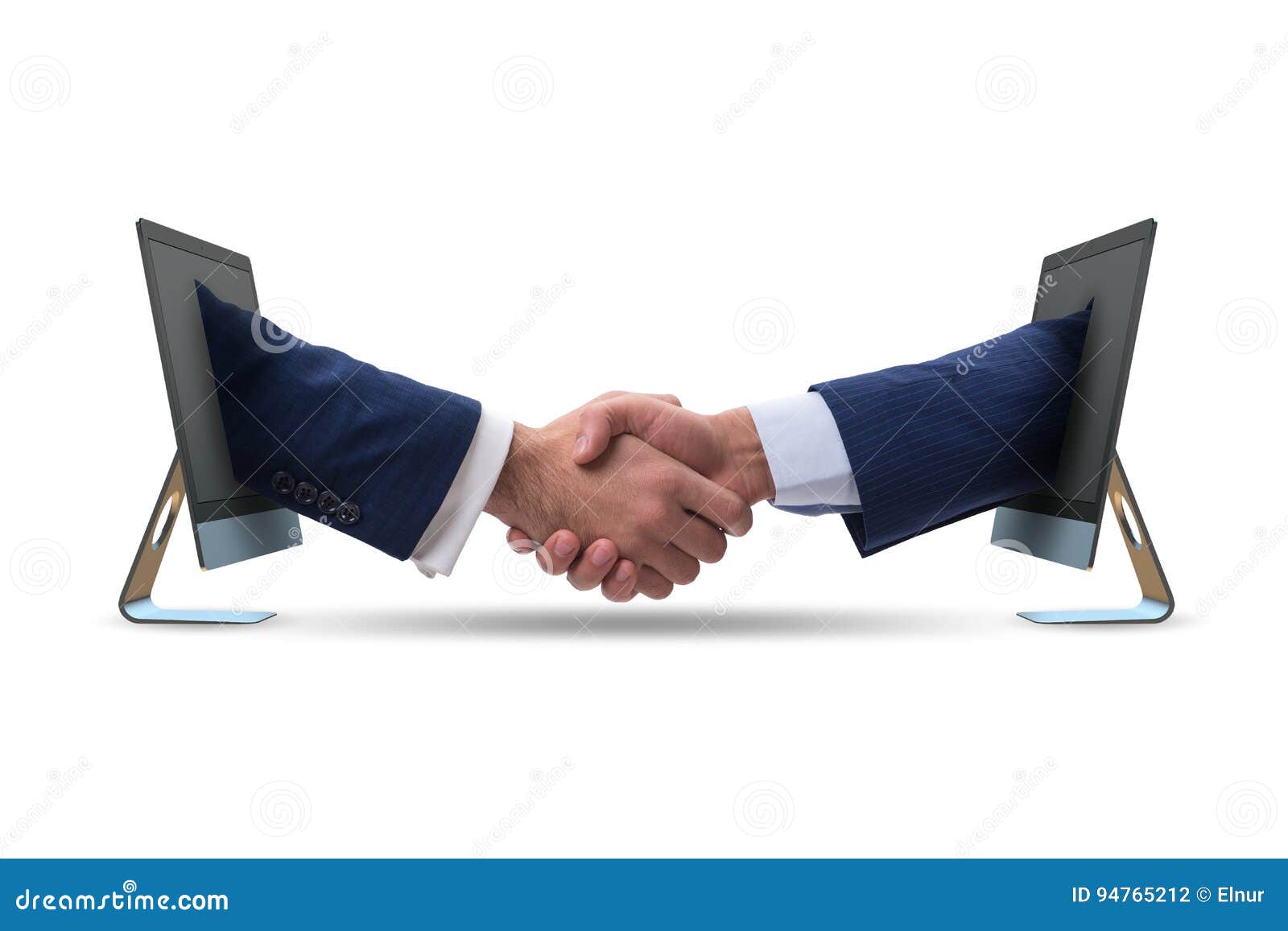 The Two Hands from Screen in Handshake Concept Stock Photo - Image of ...