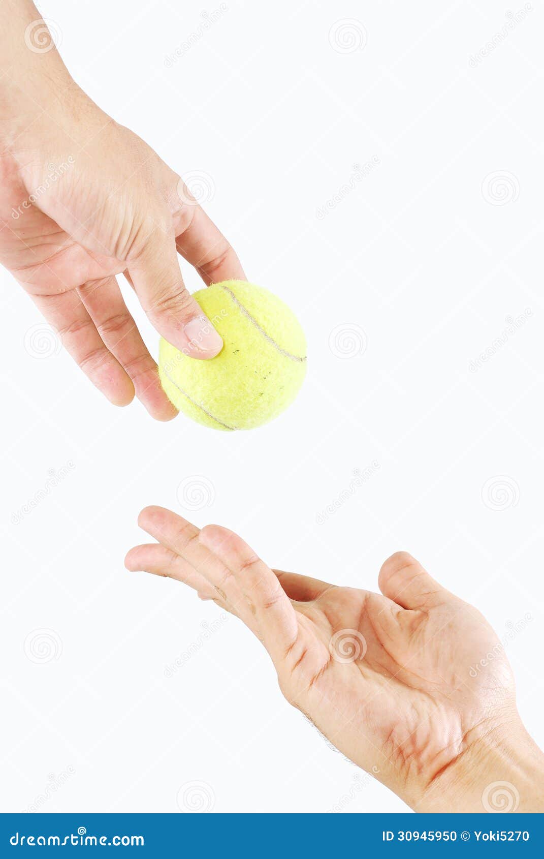 Two Hands Sending Tennis Ball Stock Photo - Image of isolation, bright ...