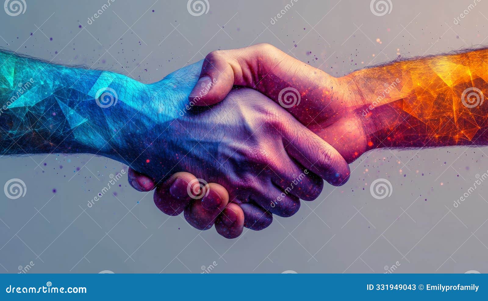 Two Hands Shake in a Colorful Representation of Collaboration and Unity ...