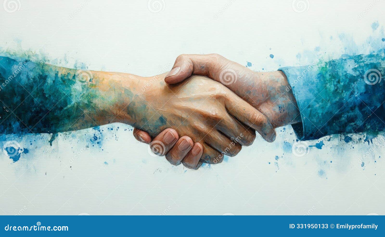 Two Hands Shaking with an Artistic Splash of Color Representing Unity ...