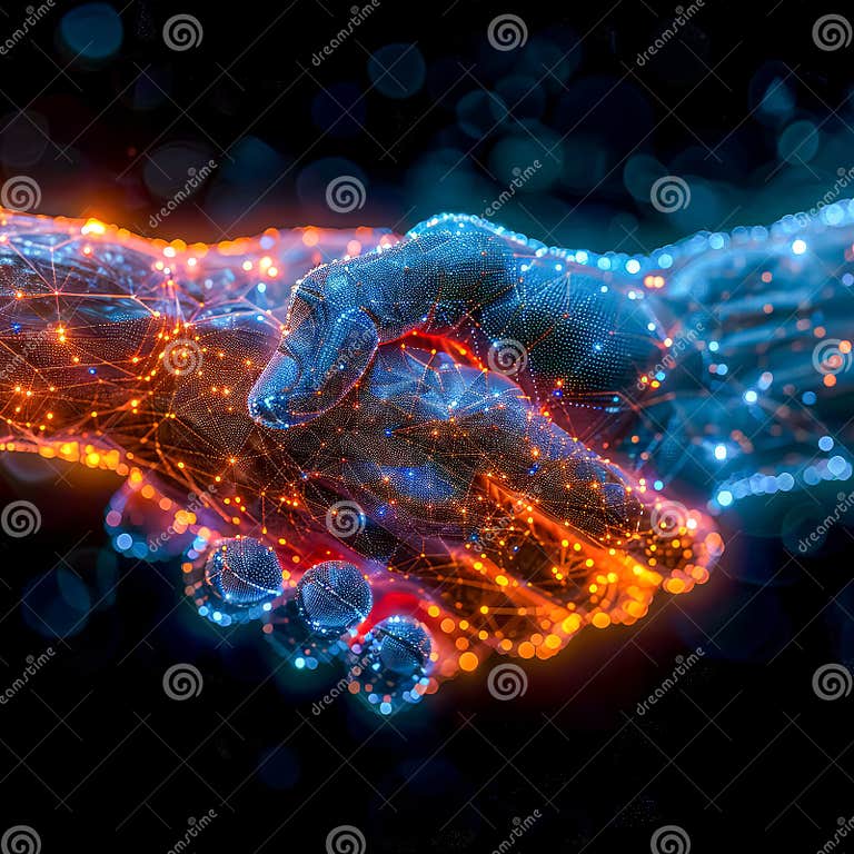 Two Hands Shaking in a Digital Image. Stock Image - Image of hand ...