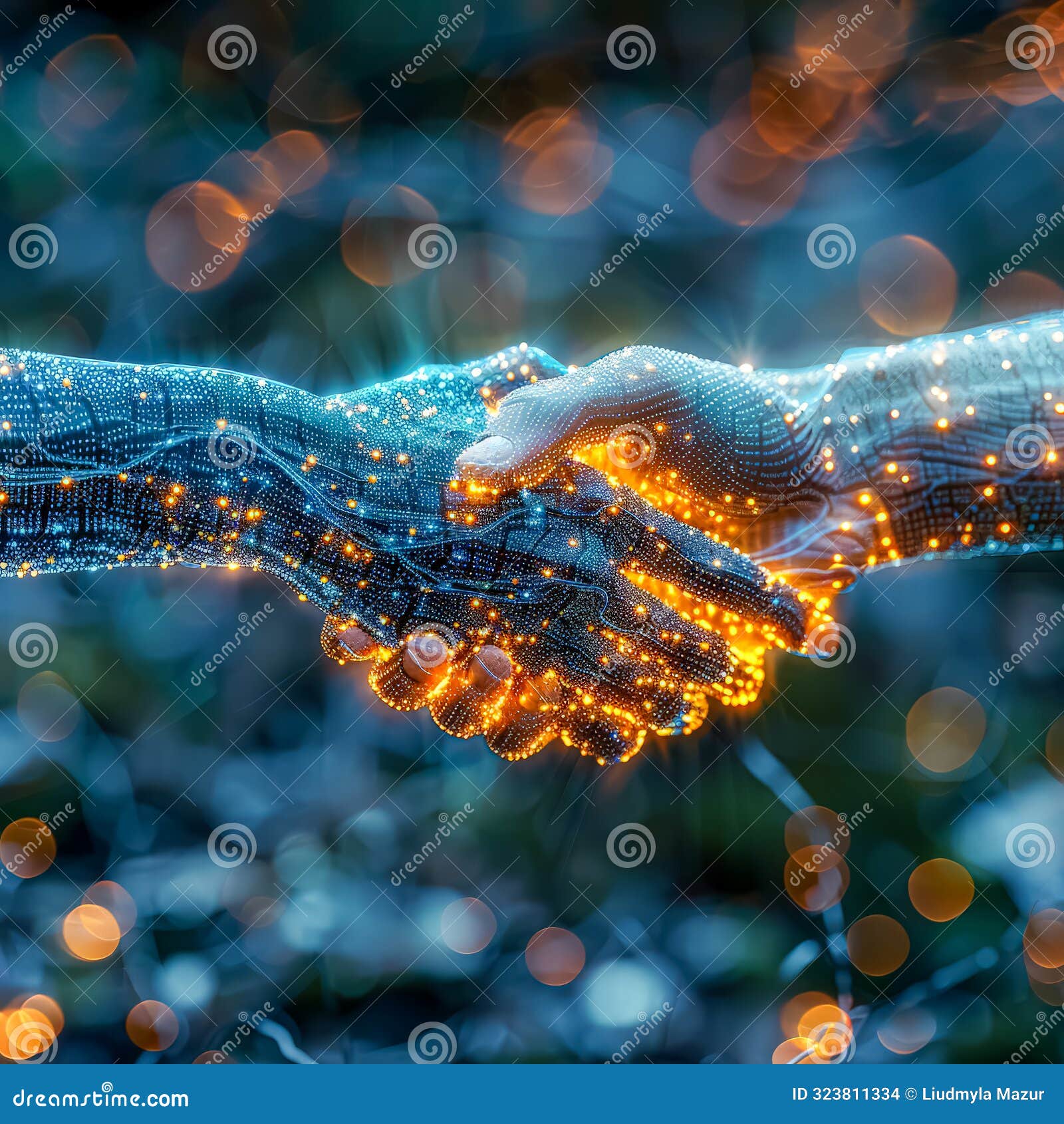 Two Hands Shaking in a Digital Image Stock Photo - Image of work ...