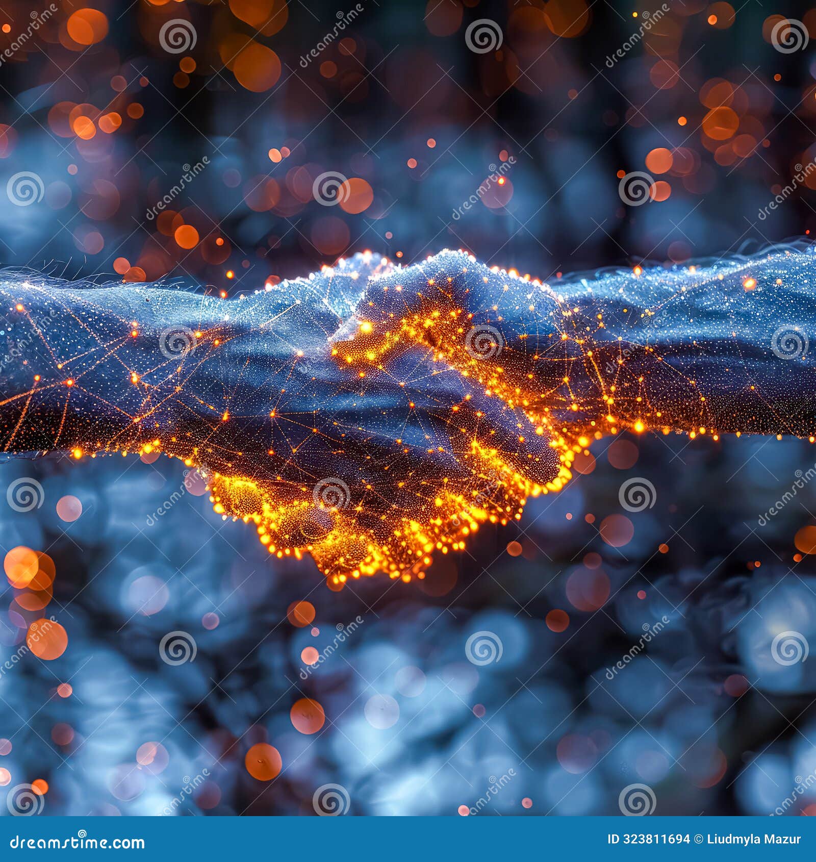 Two Hands Shaking in a Digital Image. Stock Photo - Image of global ...