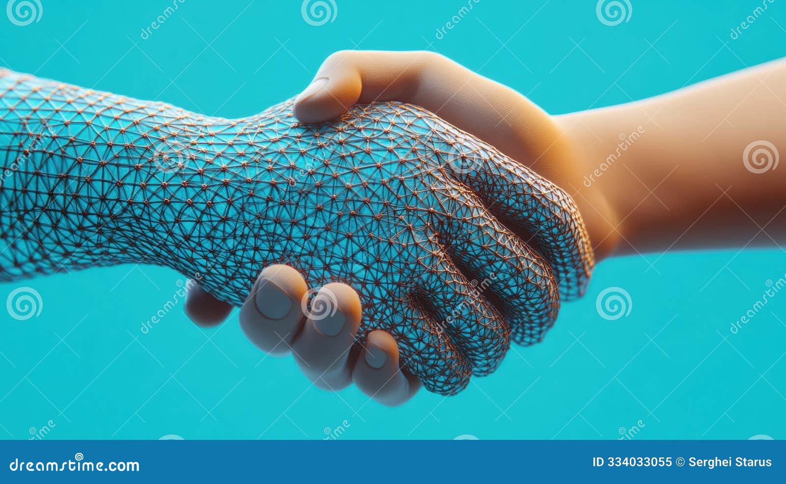 Two Hands Shaking Each Other in a Wireframe 3d Model, AI Stock ...