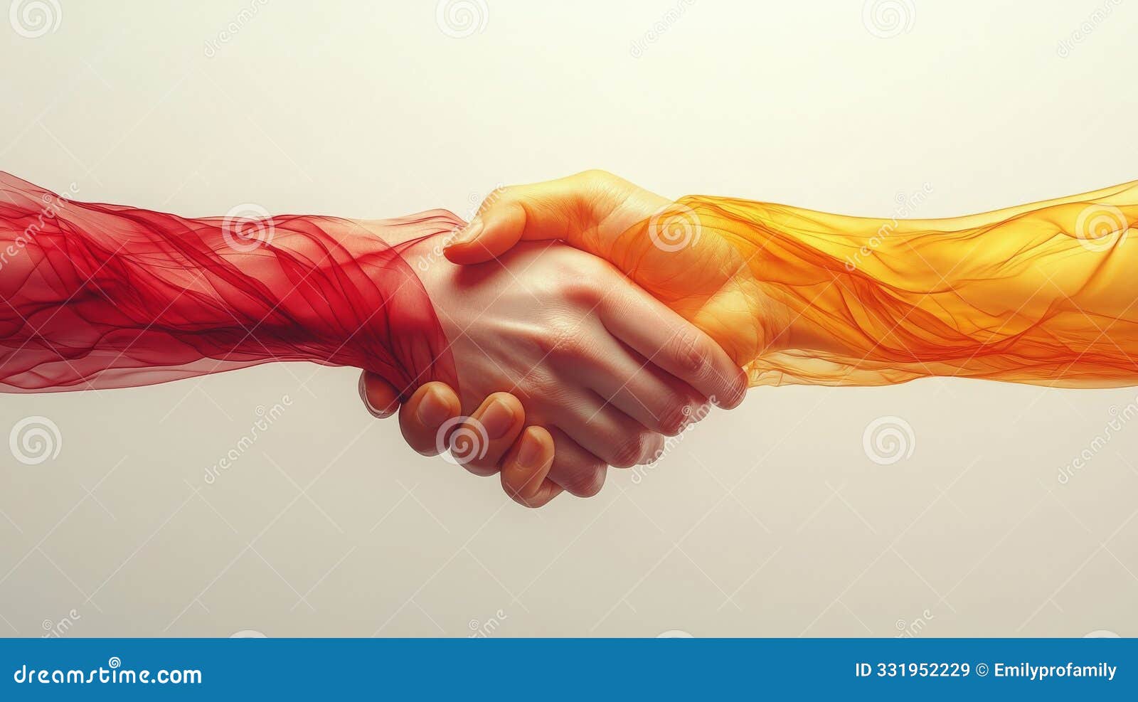 Two Hands Shaking, One with Red Hue and Orange Hue, Symbolizing ...