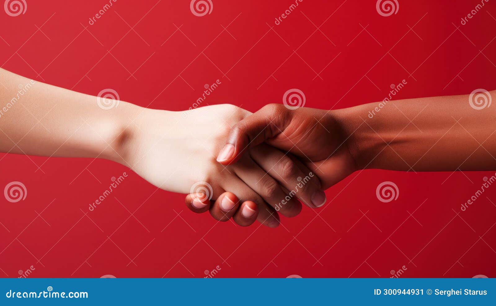 Two Hands are Shaking Together in Front of a Red Background, AI Stock ...