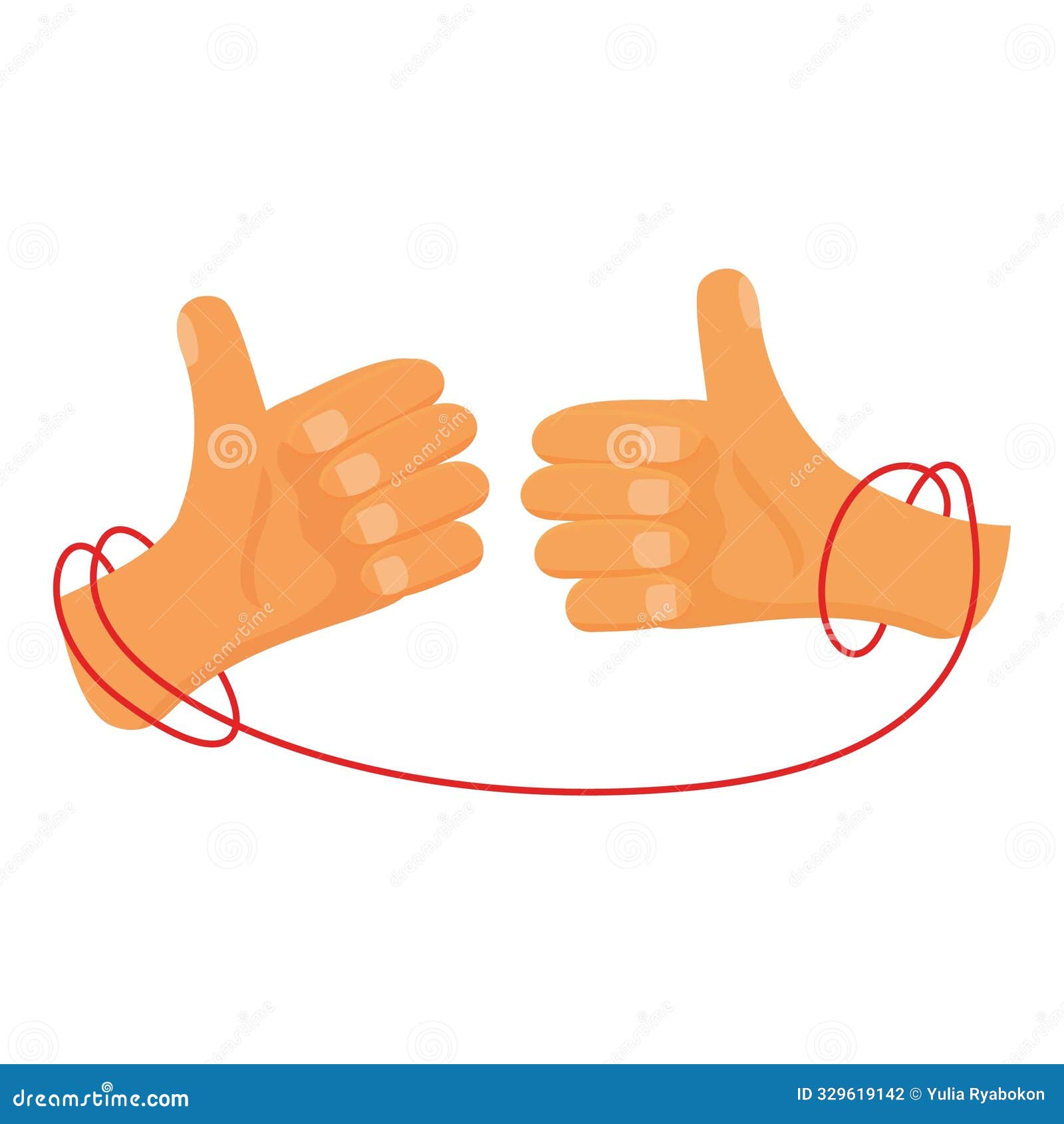 Two Hands Showing Thumbs Up Connected by Red Thread Stock Illustration ...