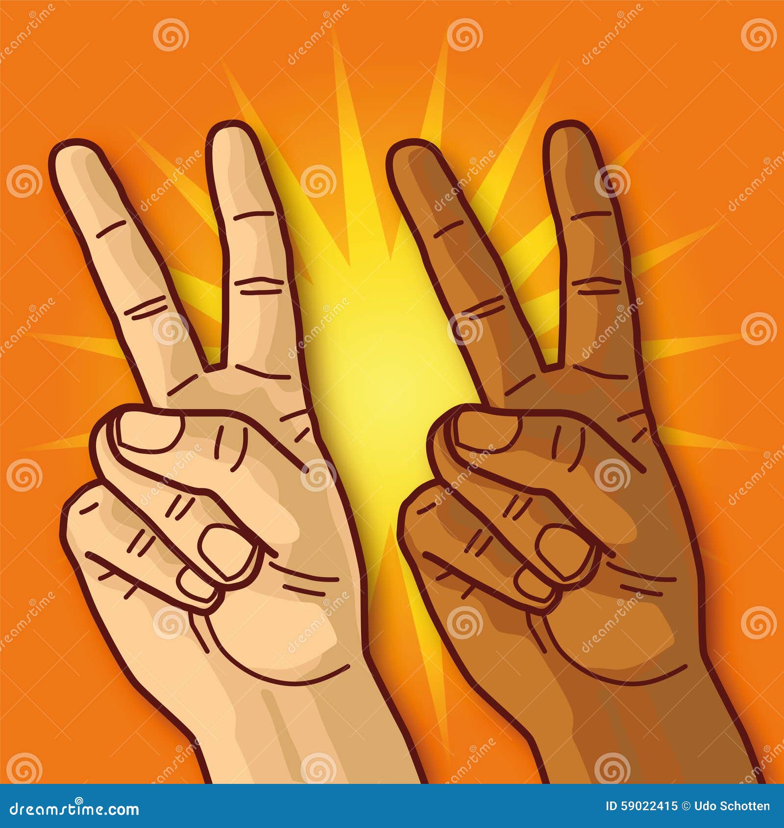 Two Hands Showing Victory Sign Stock Vector - Illustration of quality ...