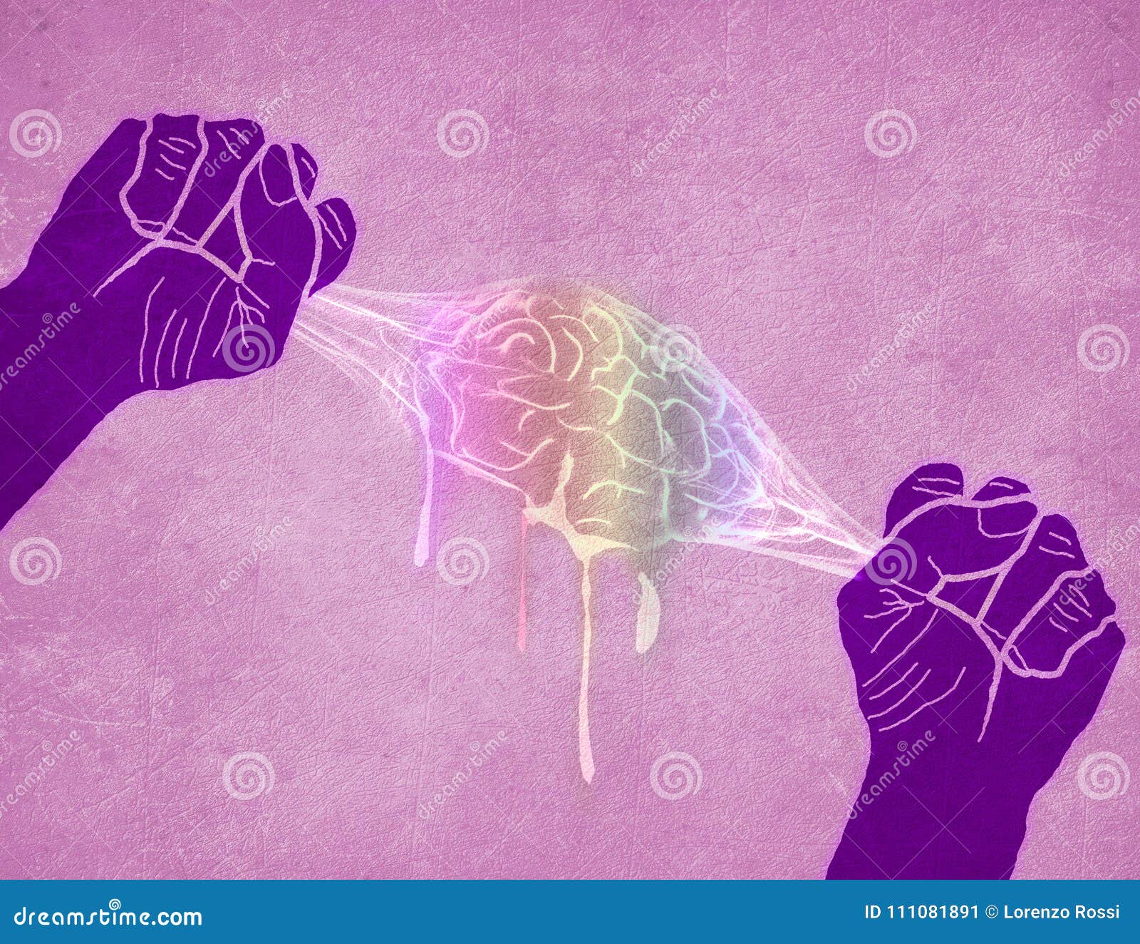 Two Hands Squeezing Brain Digital Illustration Stock Illustration ...
