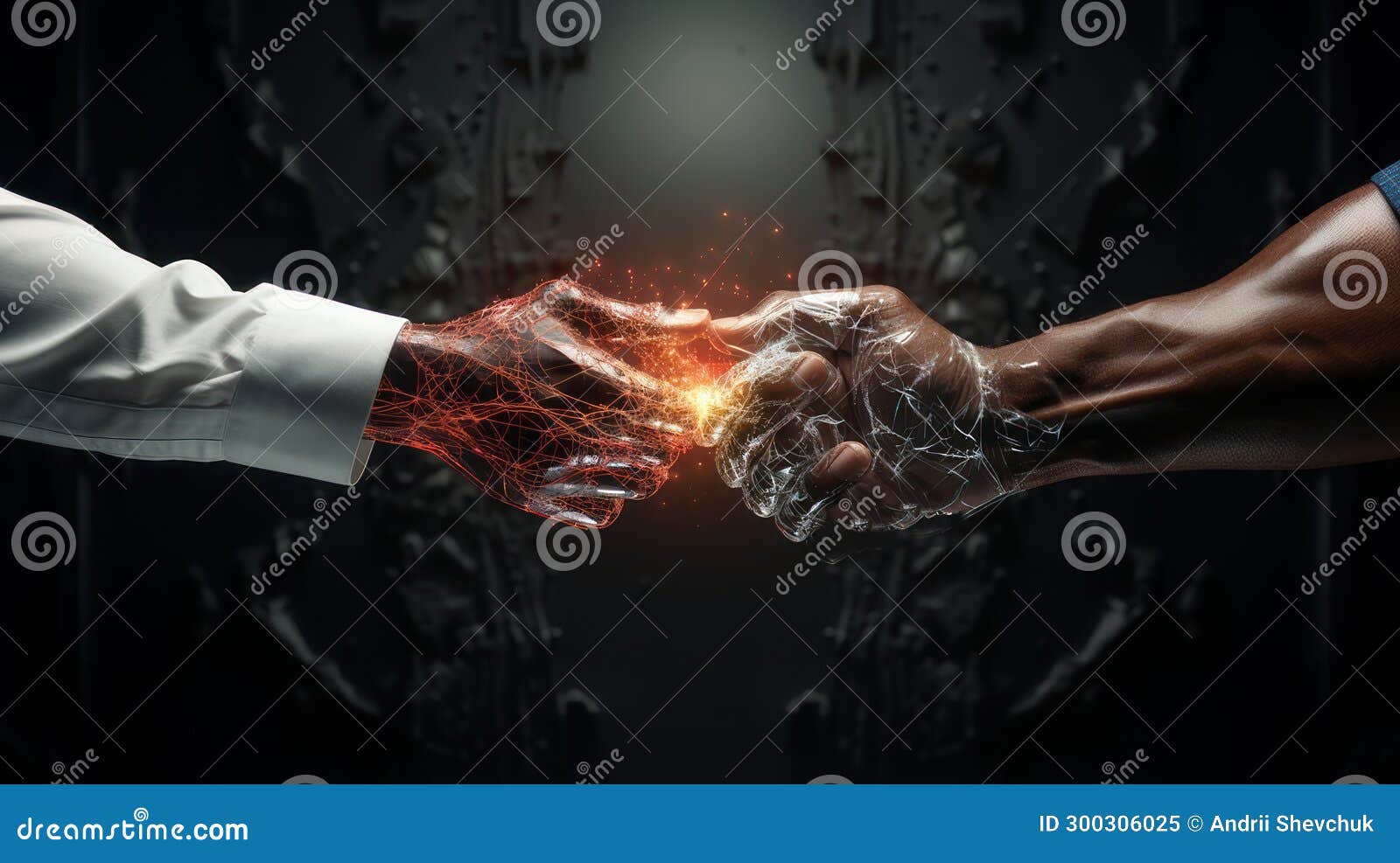 Two Hands Touch with Light, Glow, Spark Concept Stock Illustration ...