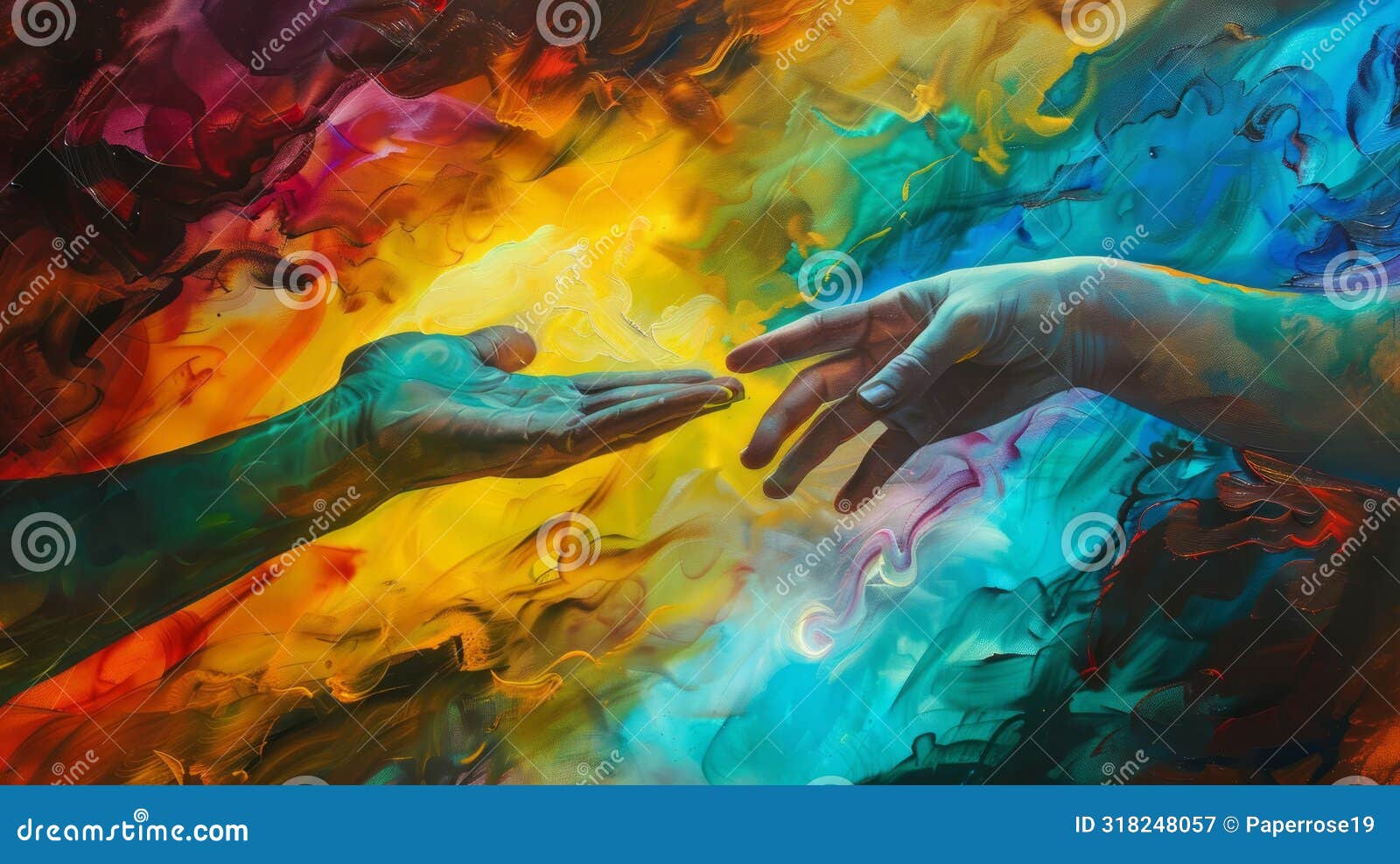 Two Hands are Touching in a Colorful Stock Illustration - Illustration ...