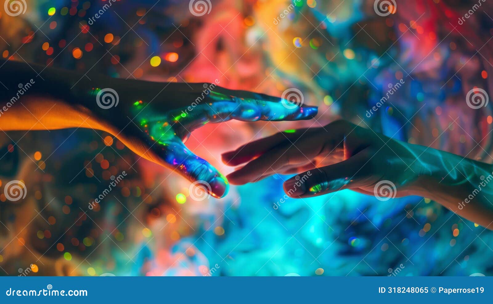 Two Hands are Touching in a Colorful Stock Illustration - Illustration ...
