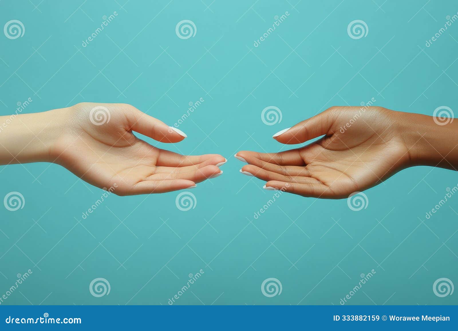 Two Hands are Touching Each Other on a Blue Background Stock Image ...