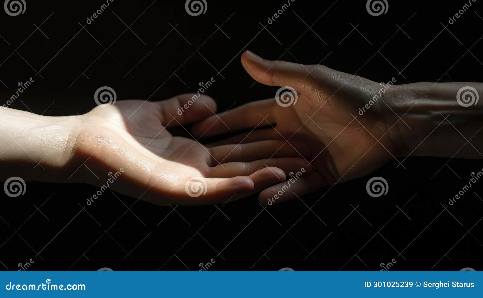 Two Hands are Touching Each Other in a Dark Room, AI Stock Illustration ...