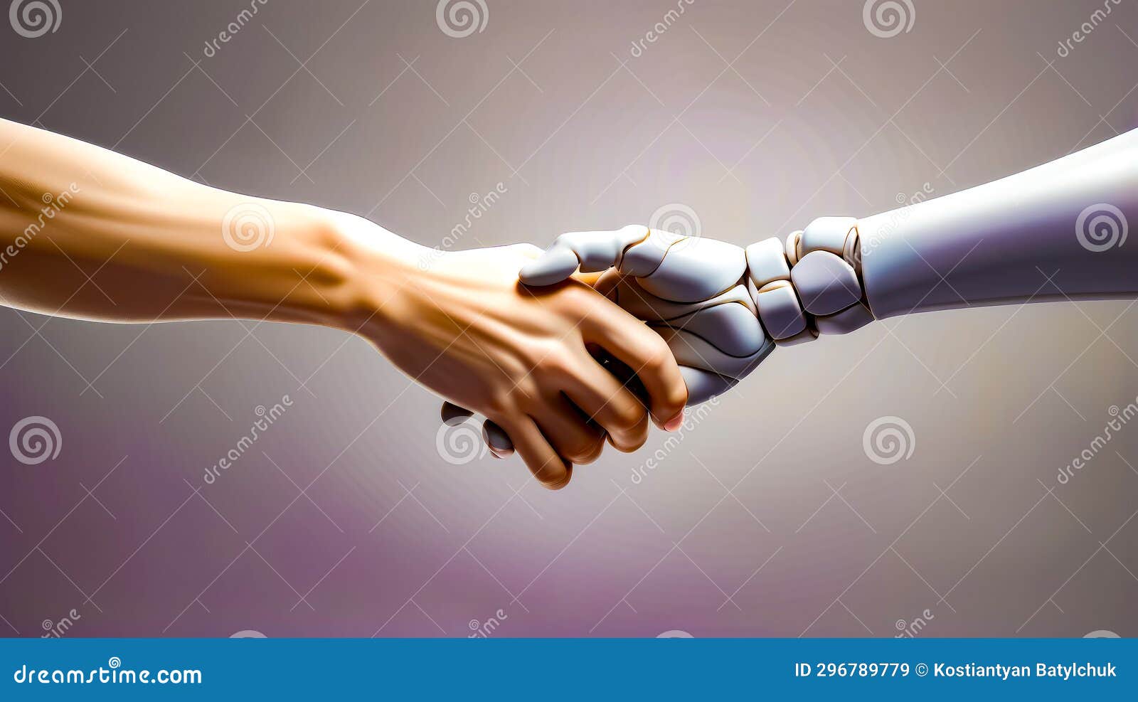 Two Hands are Touching Each Other with Robotic Arm in Front of Them ...