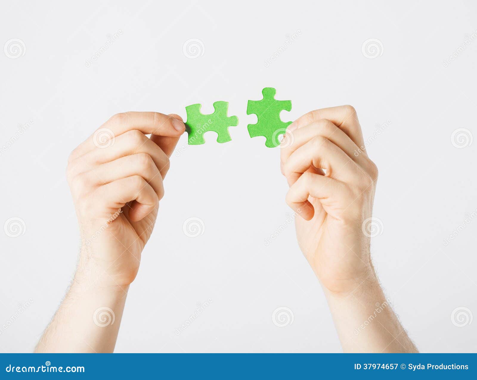 Two Hands Trying To Connect Puzzle Pieces Stock Image - Image of arms ...