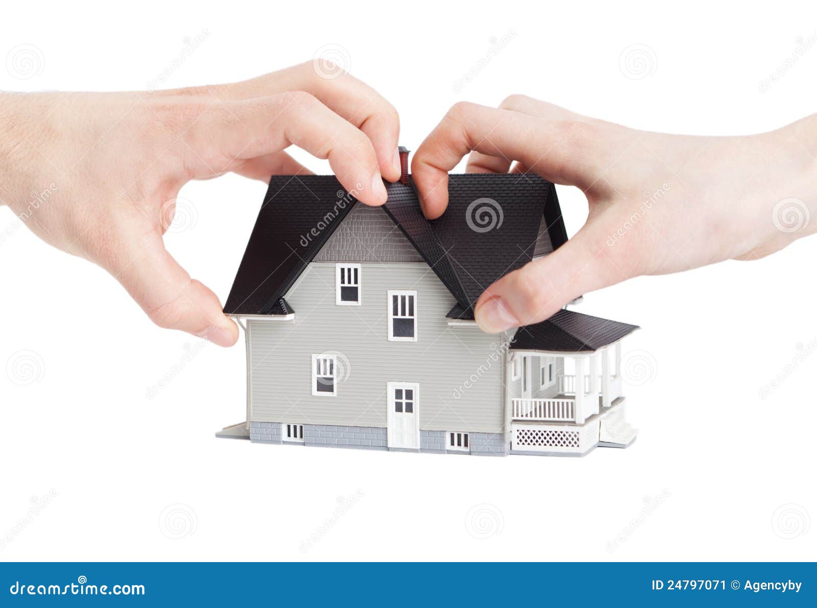 Two Hands Trying To Divide House, Isolated Stock Image - Image of house ...