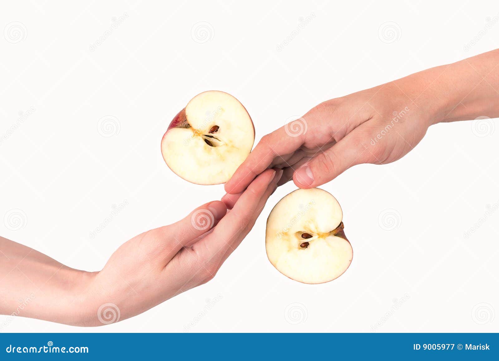 Two Hands Touching A Apple