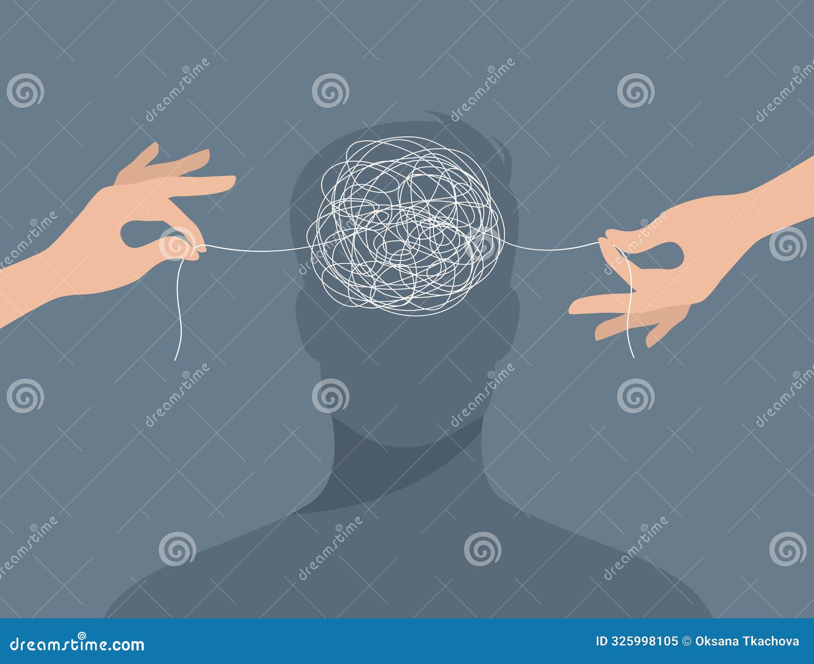 Two Hands Untangling a Tangle of Thoughts in a Man S Head. the Concept ...