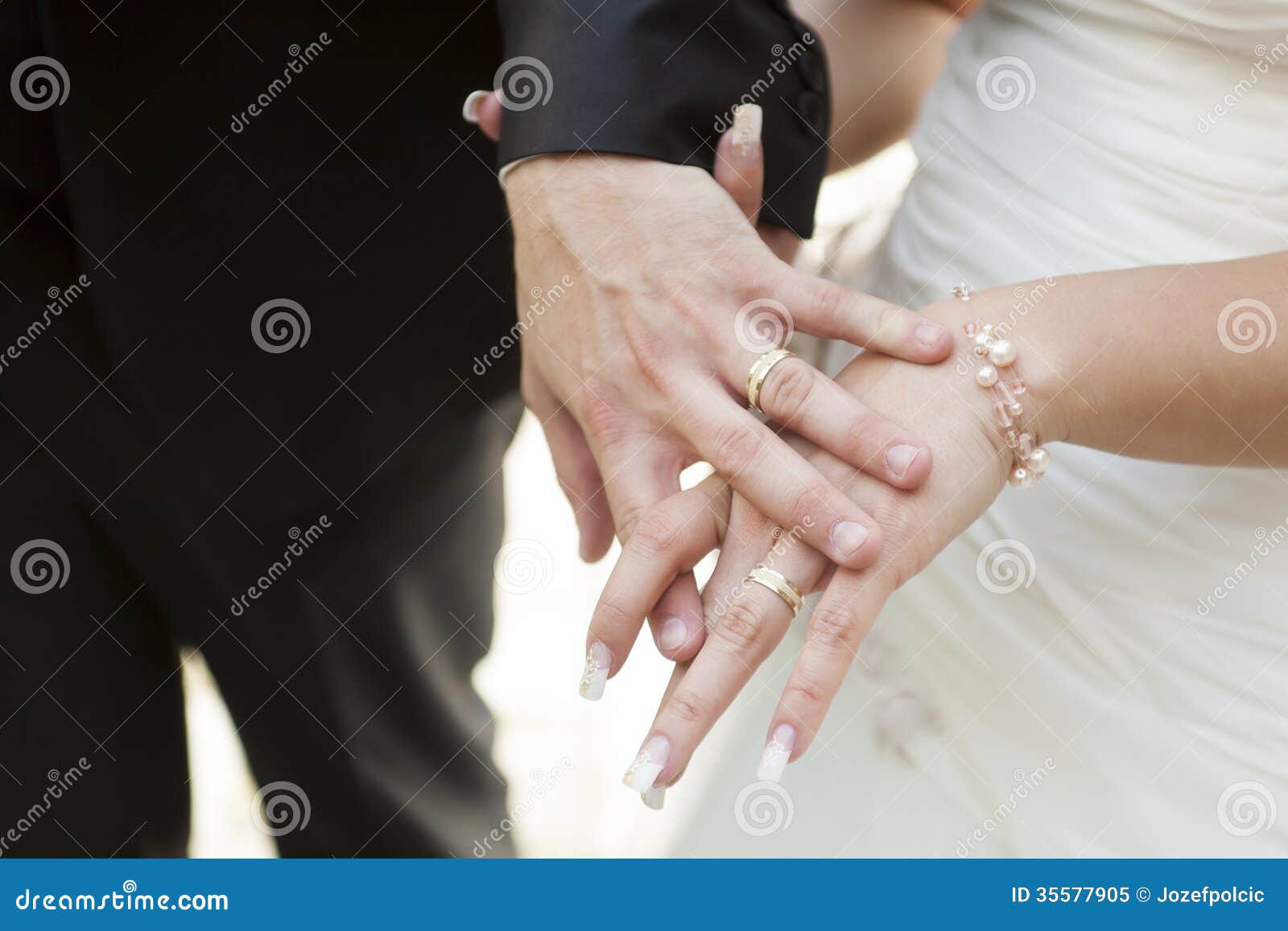 Two Hands with a Wedding Ring Stock Image - Image of bride, love: 35577905