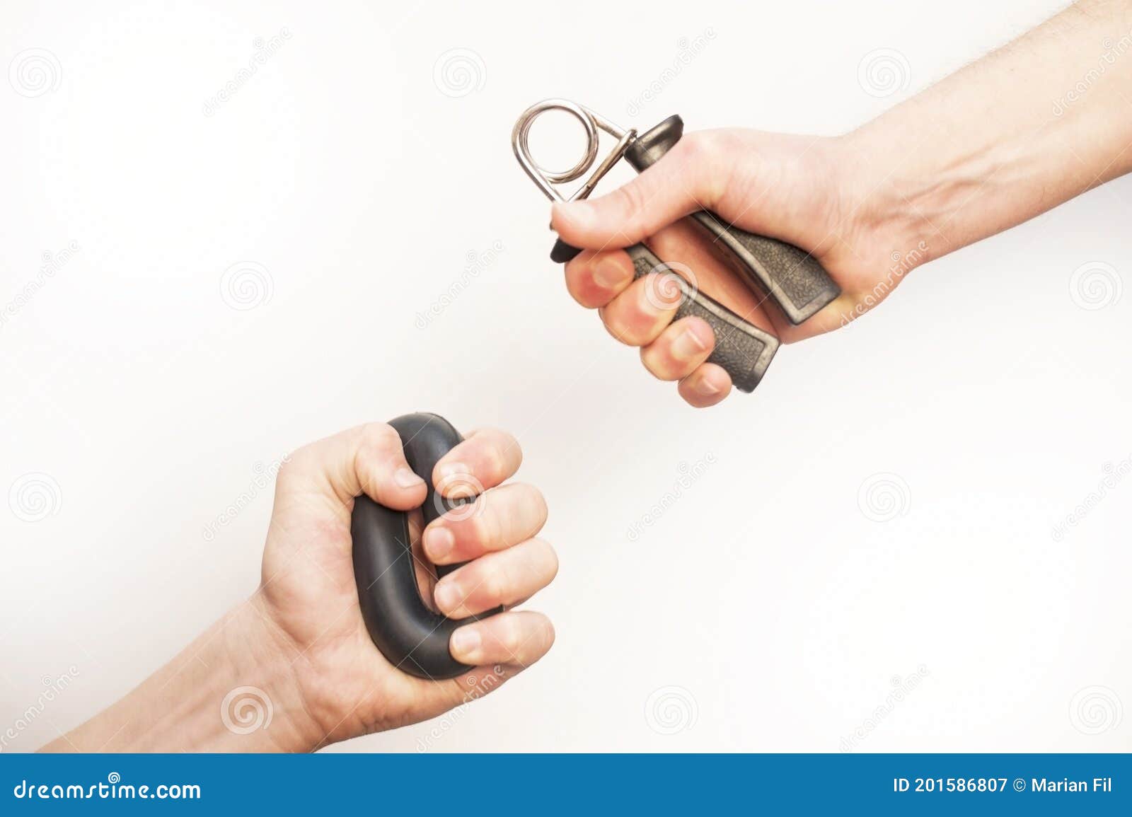 Two Hands on a White Background Squeeze Expander for Hands Stock Image ...