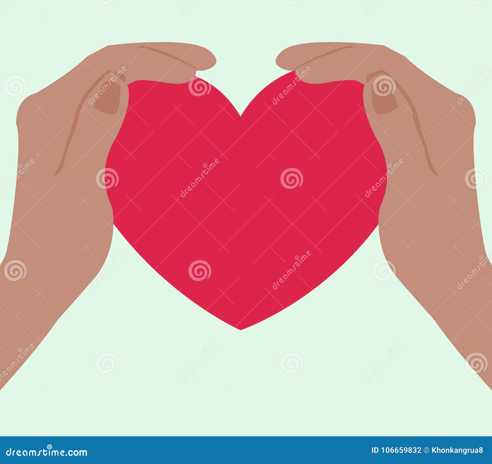 Two Hands Wrapped Around a Beautiful Pink Heart. Stock Vector ...