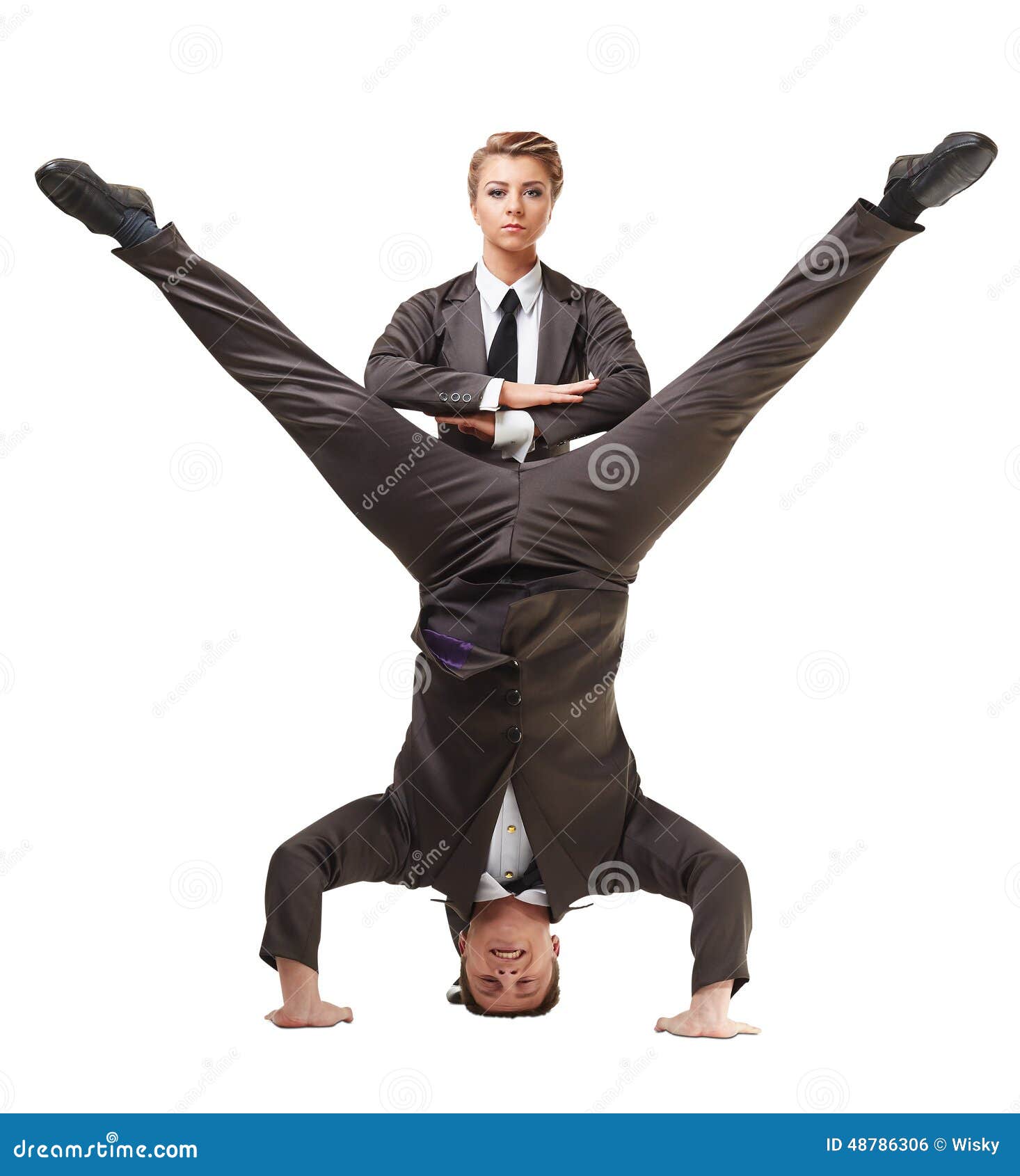 Two Handsome Acrobats Posing in Official Suits Stock Photo - Image of ...