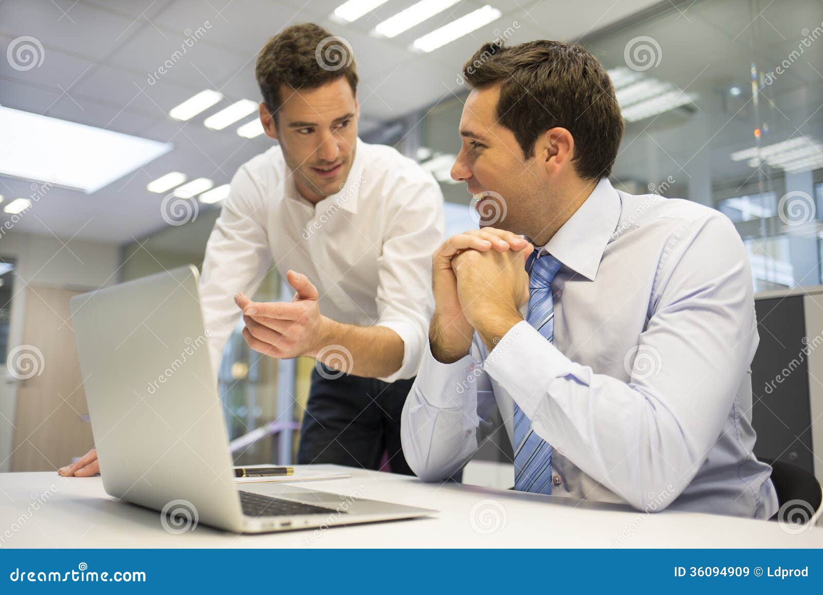 Two Handsome Businessmen Working Together on a Project in the of Stock ...
