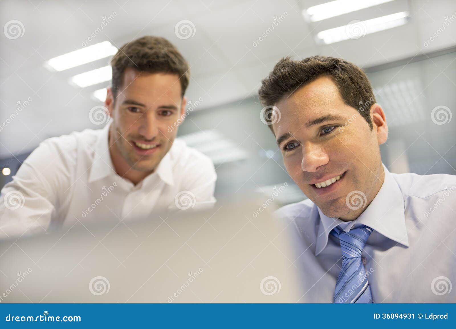 Two Handsome Businessmen Working Together on a Project in the of Stock ...