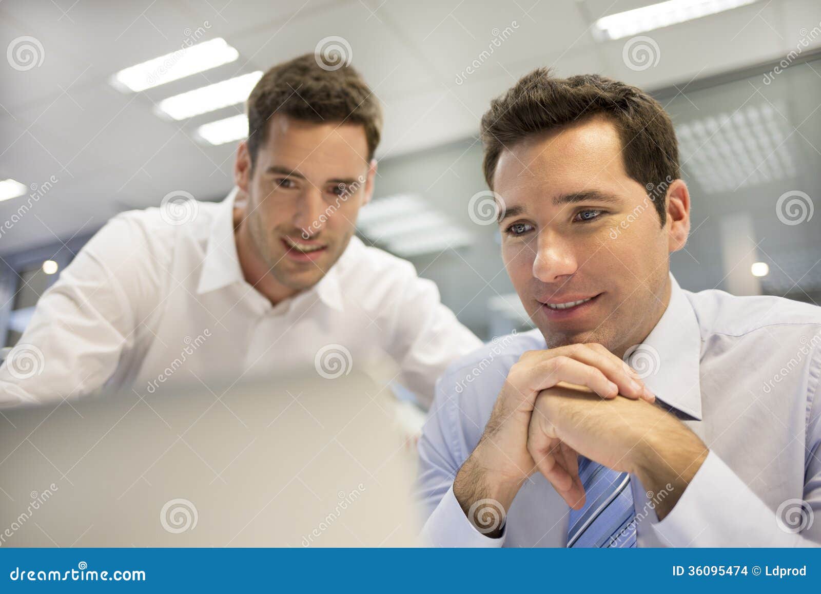 Two Handsome Businessmen Working Together on a Project in the of Stock ...