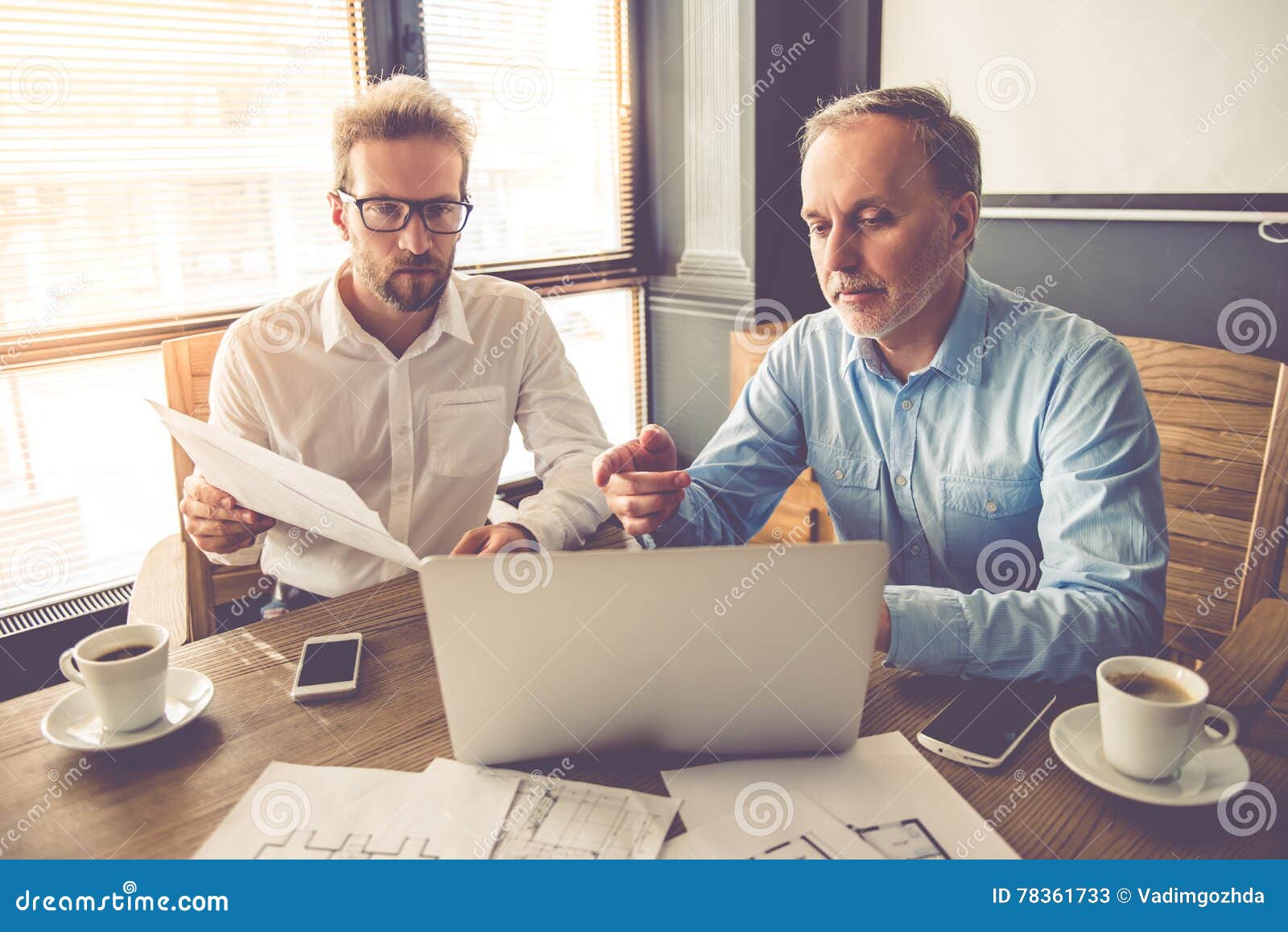 Two Handsome Businessmen Working Stock Image - Image of male ...