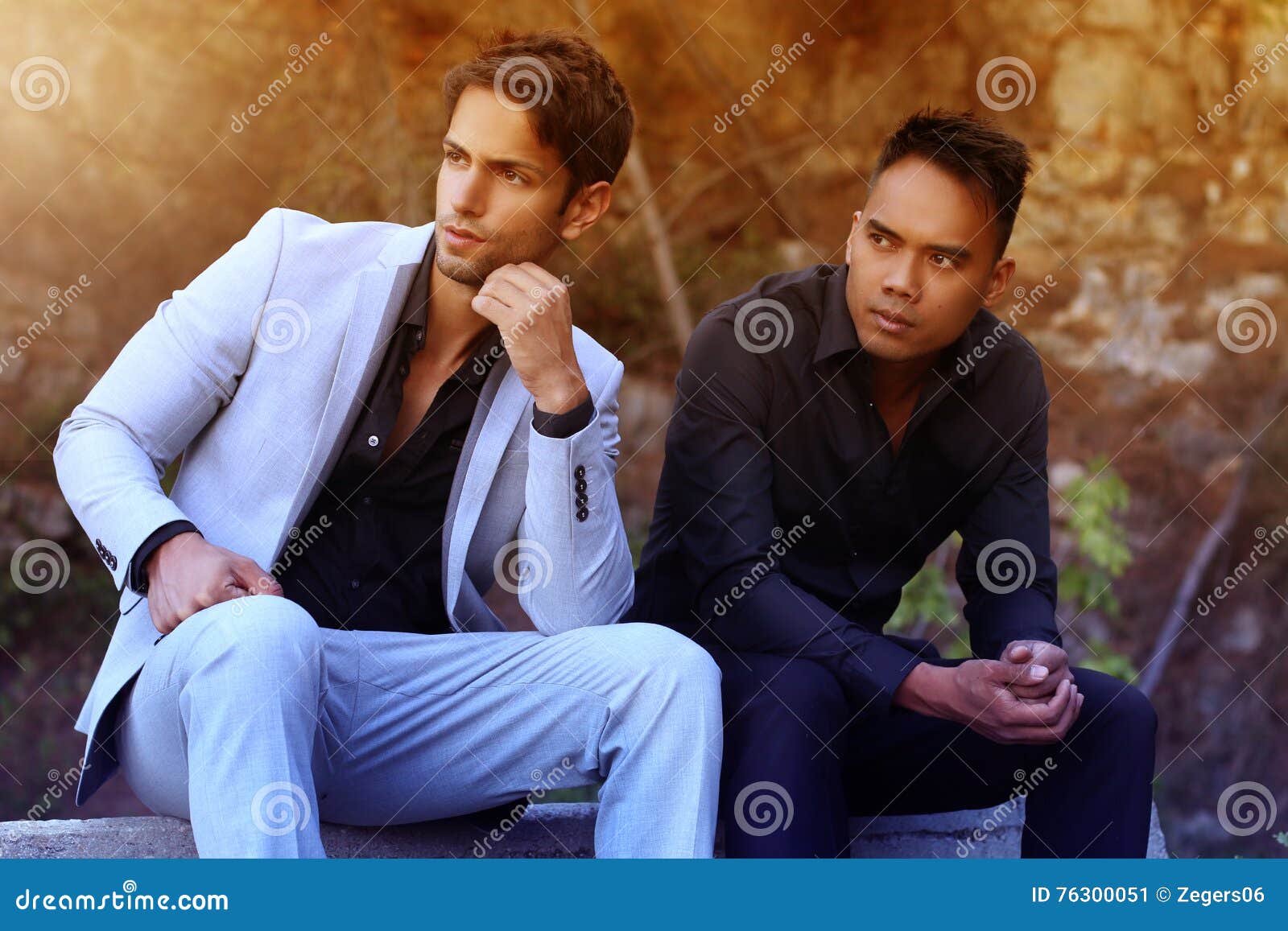 Two handsome men posing stock image. Image of elegant - 76300051