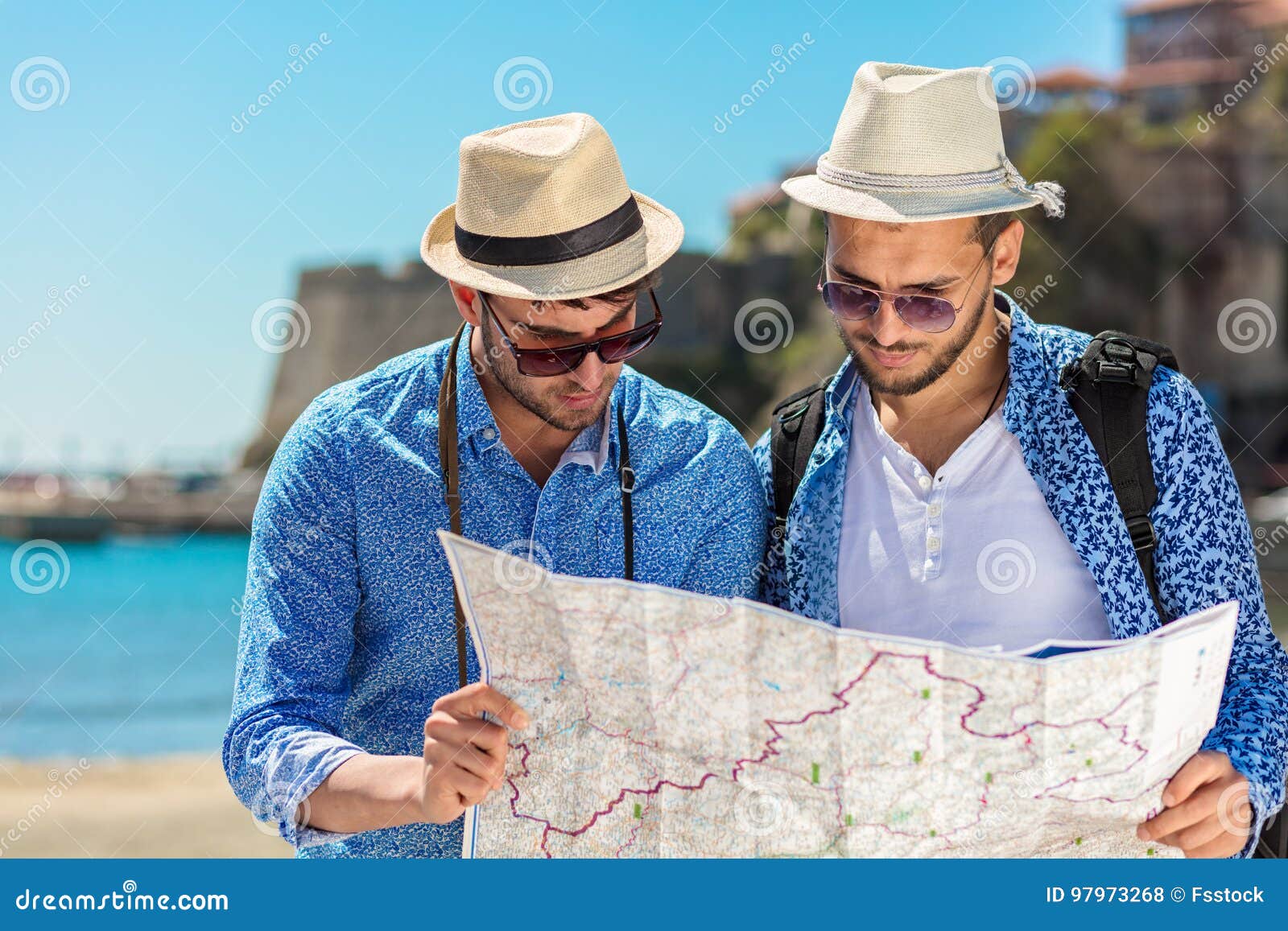 Two Handsome Tourists Walking through the City. Stock Photo - Image of ...